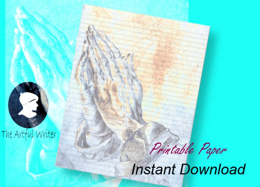 Printable Lined Letter Writing Paper/praying Hands/prayer Journal Note ...