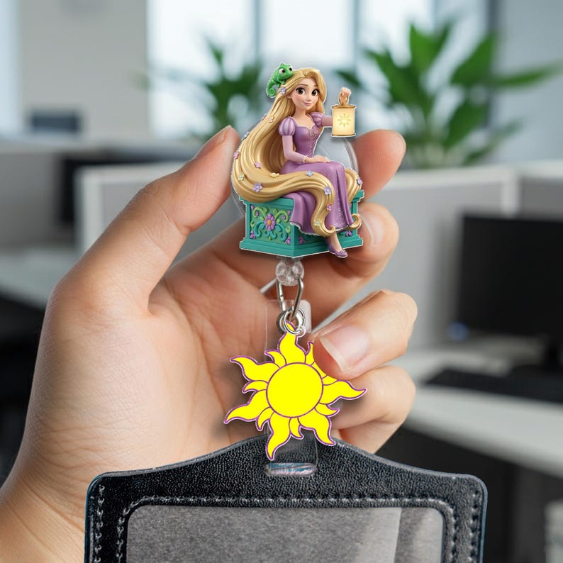 Disney Tangled Rapunzel Floral Badge Reel, Disney Princess Rapunzel ...