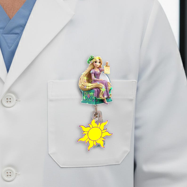 Disney Tangled Rapunzel Floral Badge Reel, Disney Princess Rapunzel ...