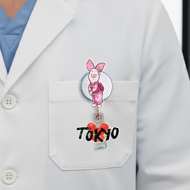 Tokyo Disneyland Winnie the Pooh Badge Reel With Charm, Pooh Piglet ...