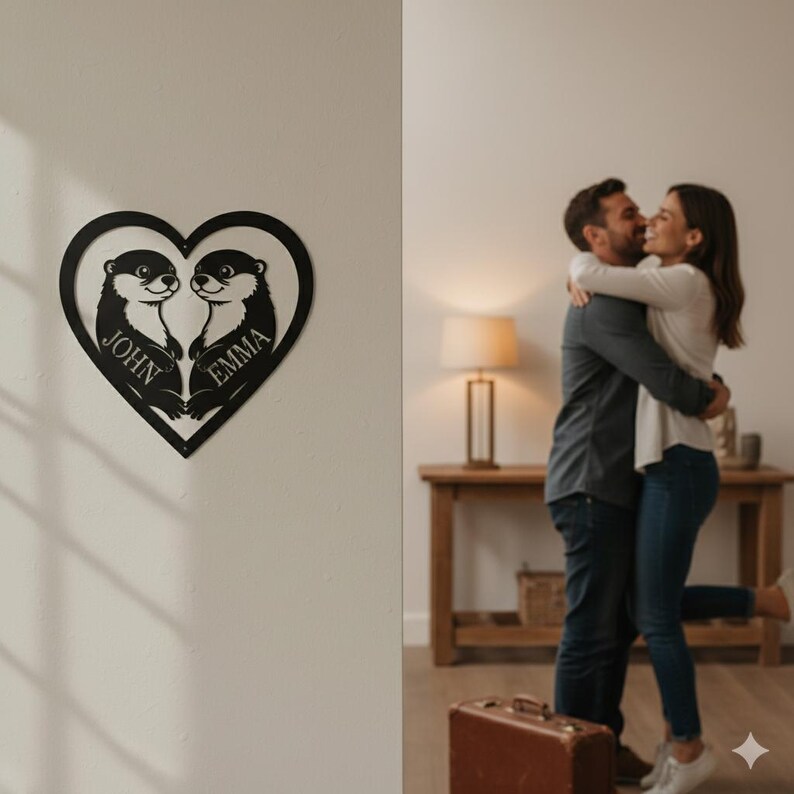 Personalized Couple Otto Metal Sign, Heart Fame Otto Couple, Customized ...