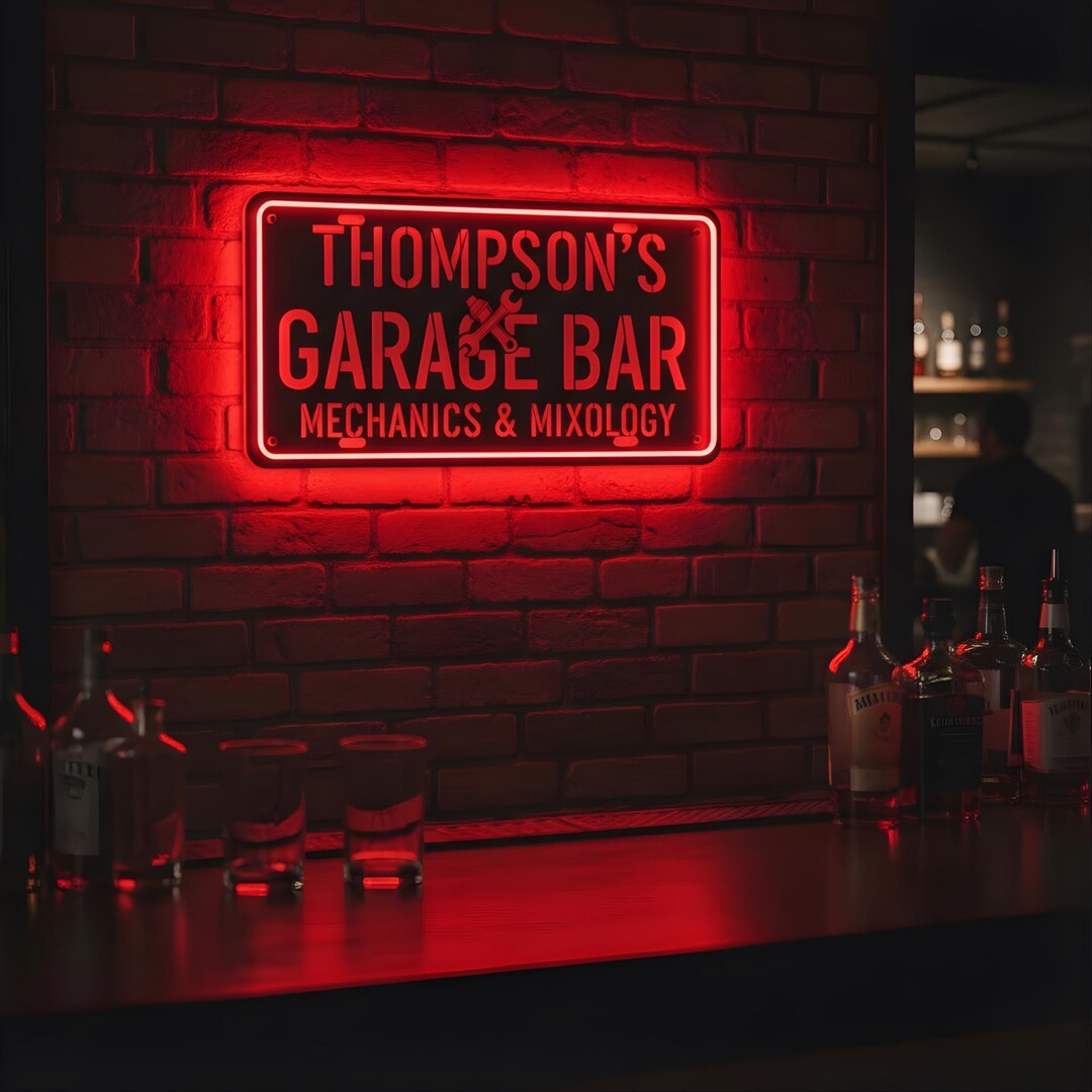 Custom Garage Bar Neon Sign, Personalized Mechanic Shop Decor, Gift for ...