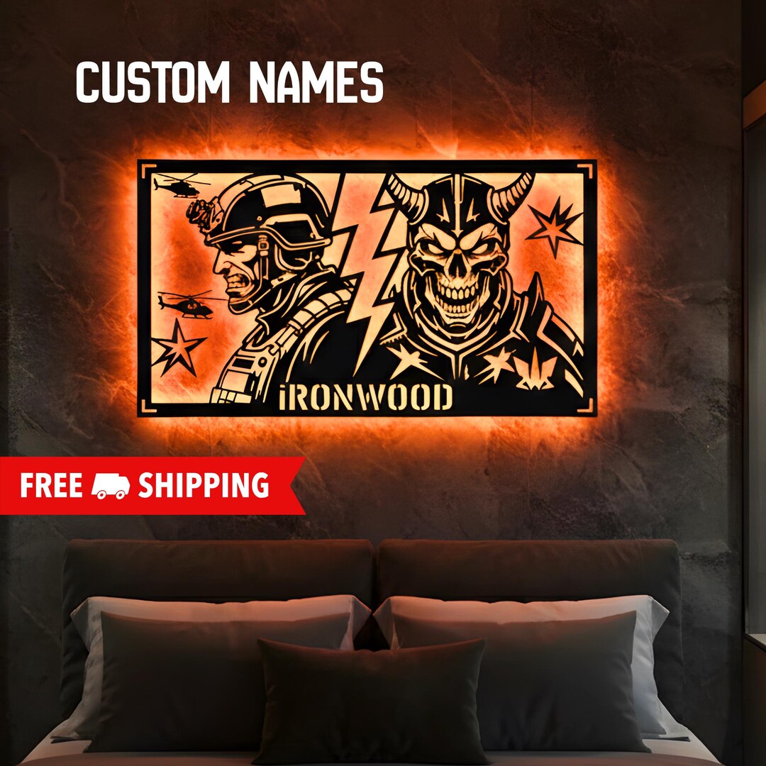 Personalized Gaming Room LED Sign, Custom Gamer Tag Wall Art, Modern ...