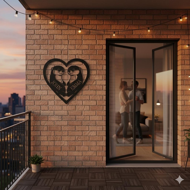 Personalized Couple Otto Metal Sign, Heart Fame Otto Couple, Customized ...