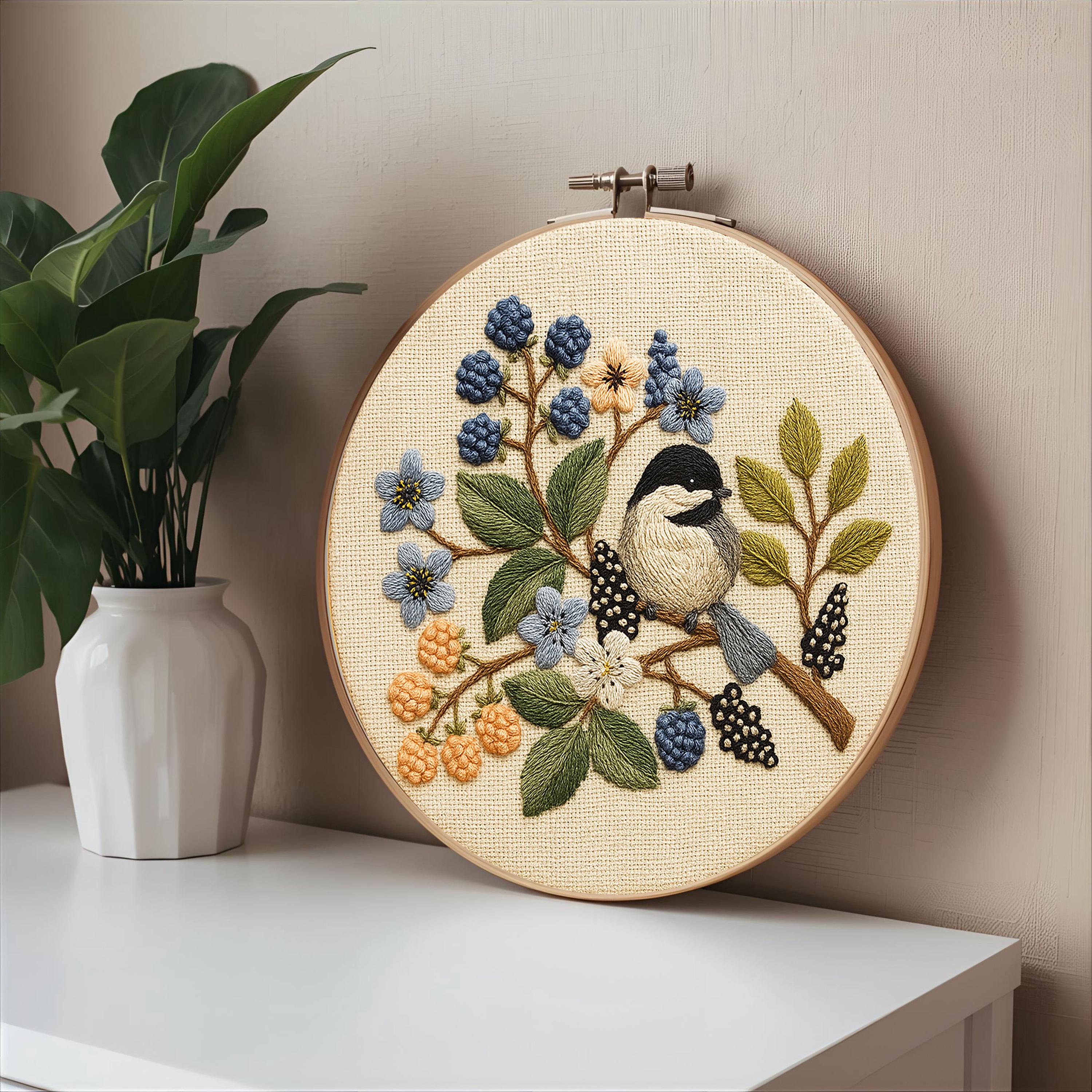 Bird & Berries Embroidery Pattern | Woodland Hoop Art (PDF Pattern) - Etsy
