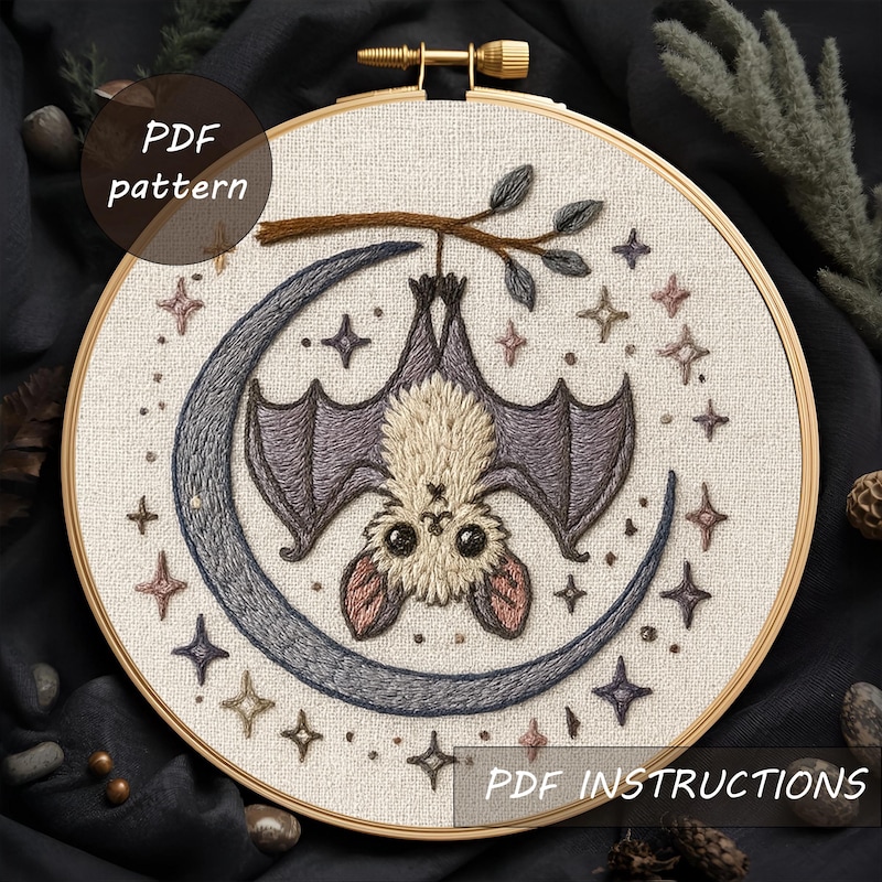 Bat Embroidery - Etsy