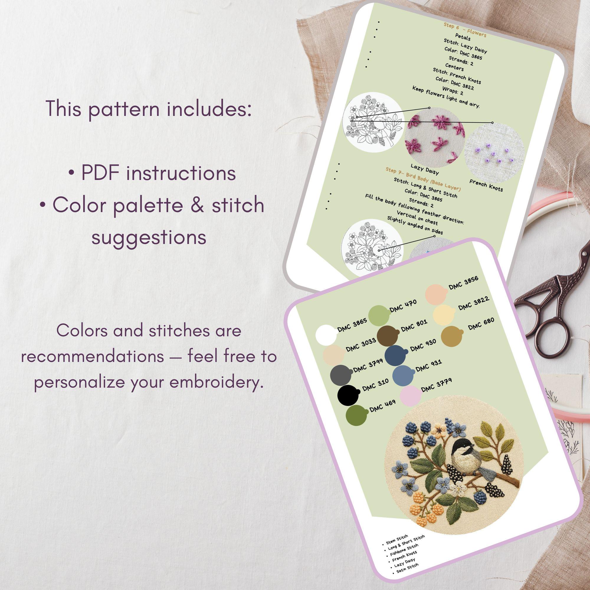 Bird & Berries Embroidery Pattern | Woodland Hoop Art (PDF Pattern) - Etsy