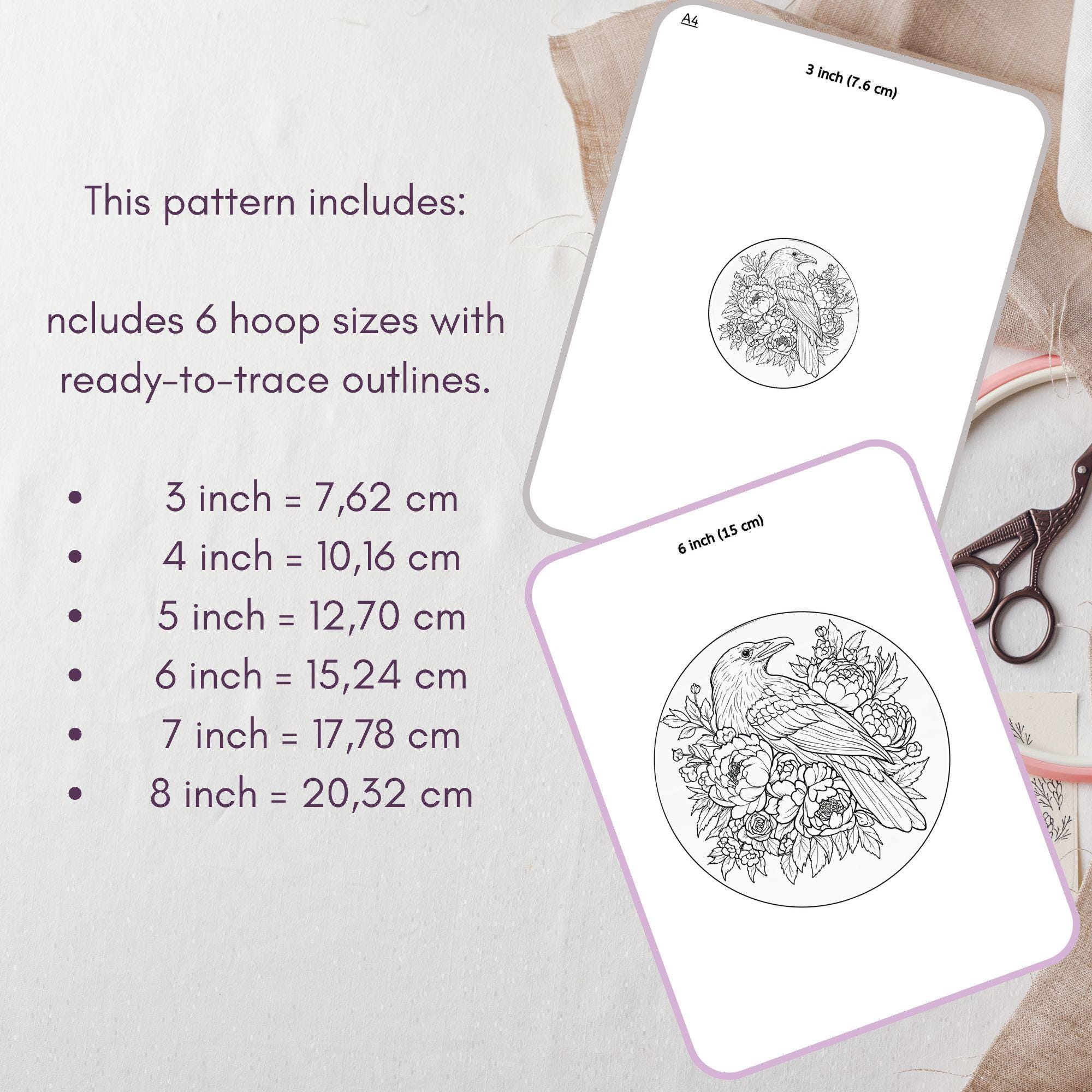 Raven Embroidery Pattern: Gothic Floral Hoop Art (PDF Digital Download ...