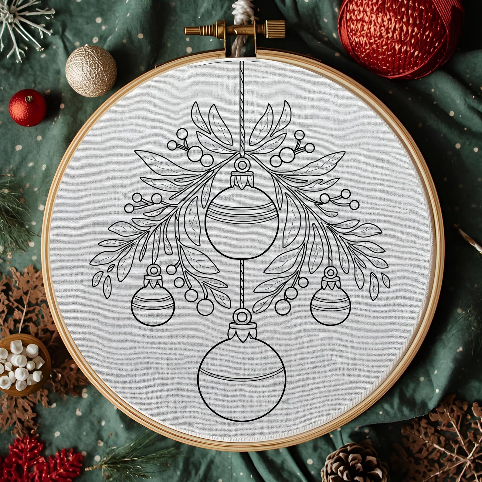 Christmas Ornaments Embroidery Pattern PDF | Festive Tree Hoop Art ...