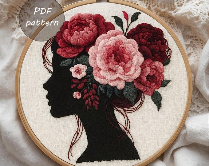Pretty Woman Hand Embroidery Pattern Digital Instant Download PDF Files ...