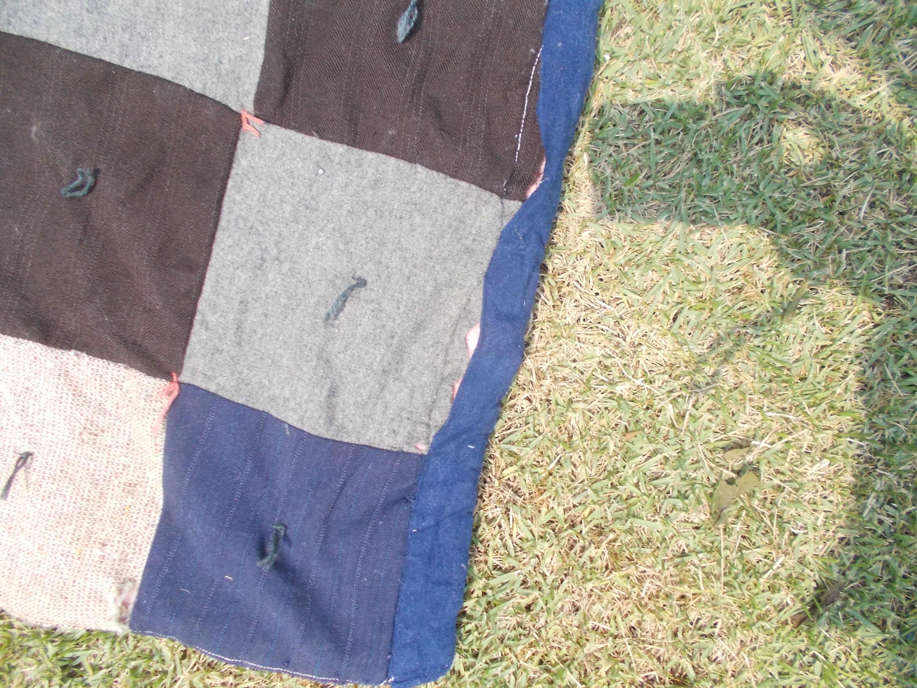 Vintage Primitive String Tied Patchwork Comforter/quilt Made From Men's ...