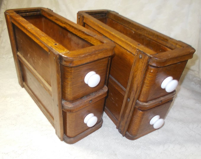 Set of 6 Wood Sewing Machine Drawers in Frames , Decorative Raised ...