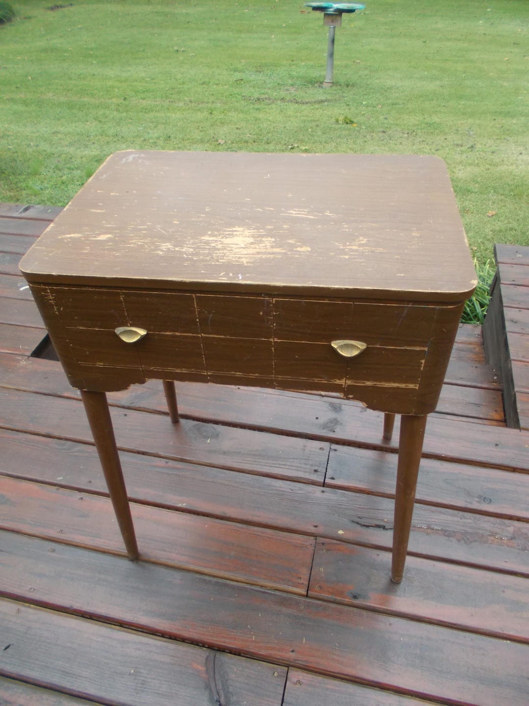 Vintage Singer Bent Wood Sewing Machine Table/cabineta Singer Rocketeer ...