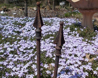 2 Antique Cast Iron Fence Finials With Stakes-rustic-primitive-garden ...