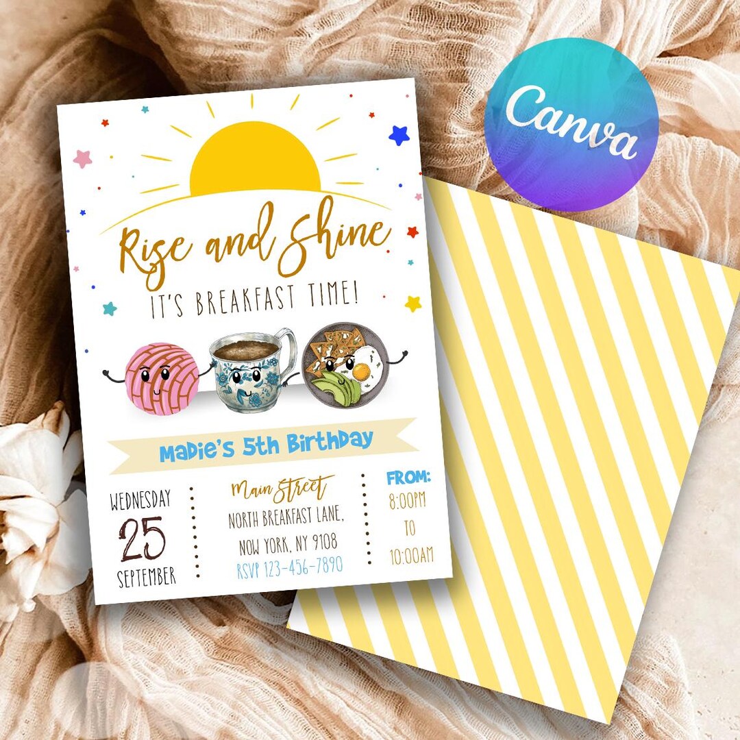 Custom Item Breakfast Birthday Invitation, Rise and Shine Birthday ...