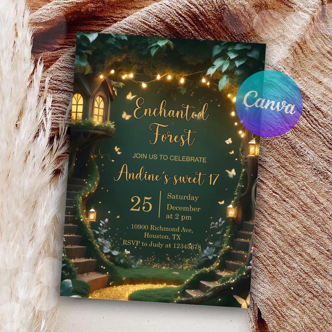 Enchanted Forest Birthday Party, Enchanted Garden Invitation Forest ...