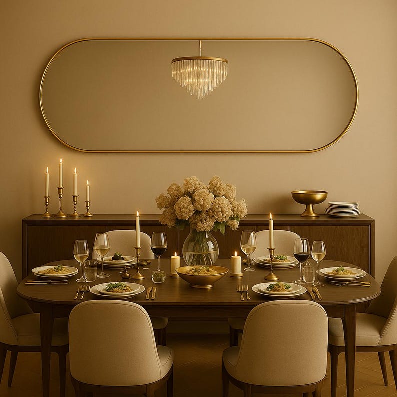 Pill-shaped Wall Mirror: Modern Arched Design, Gold/black/white - Etsy