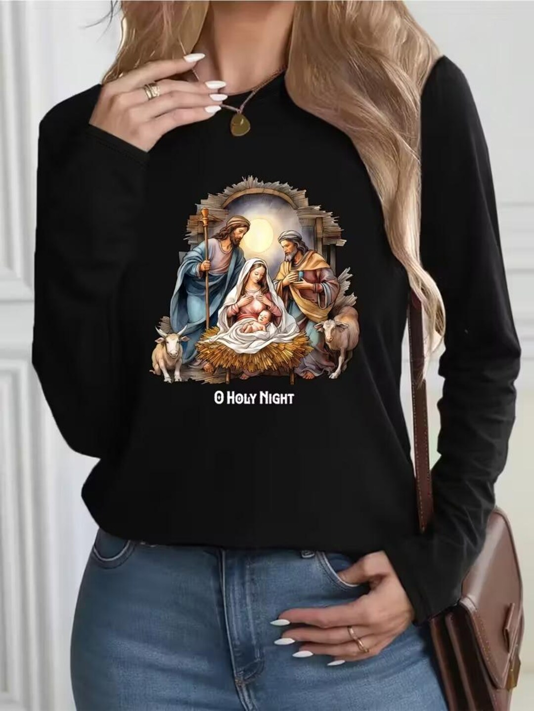 O Holy Night - Catholic Nativity Scene T-shirt, Holy Family Print ...
