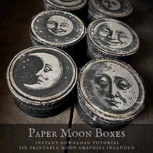 Primitive Halloween Paper Moon Boxes Instant Download Tutorial and ...