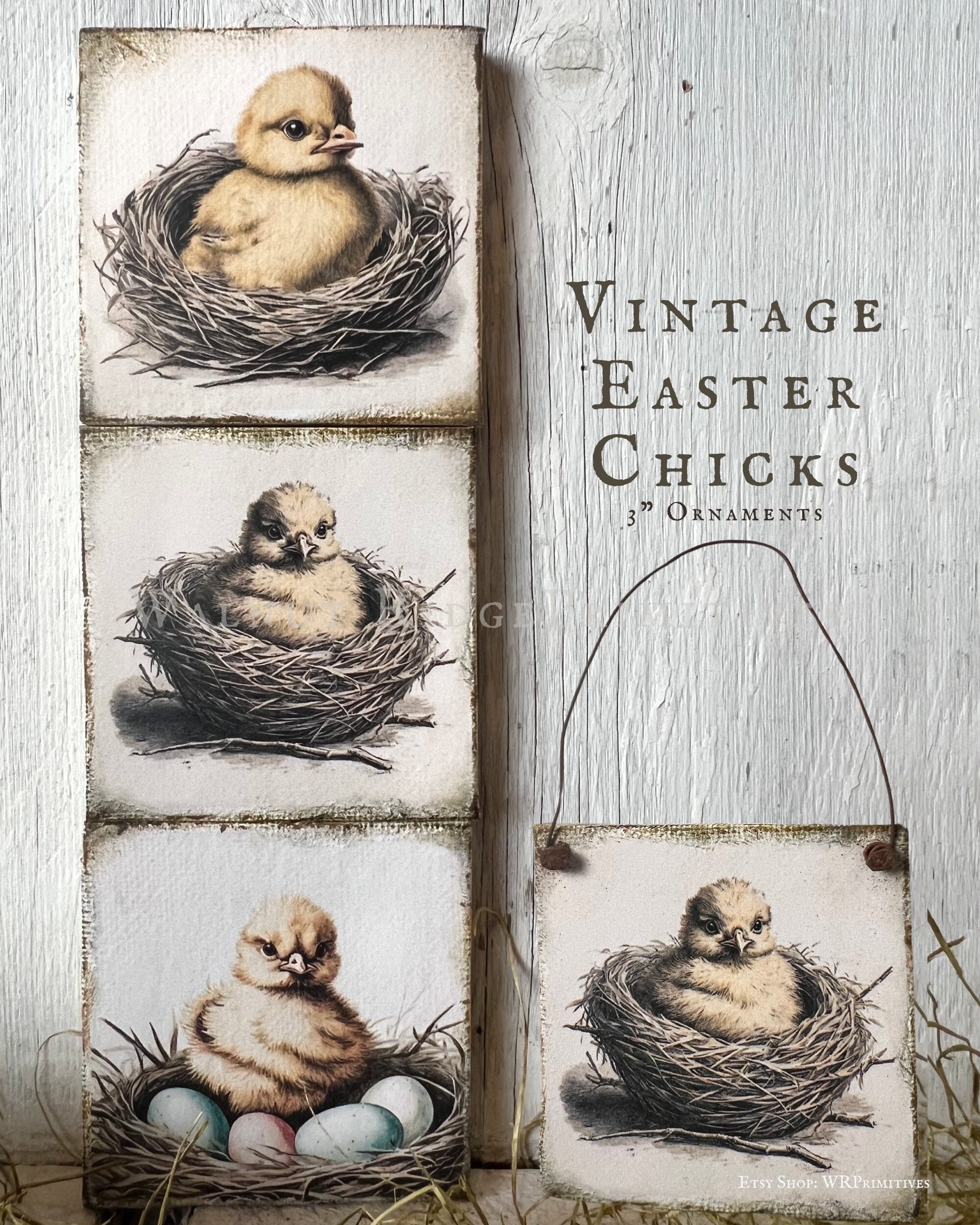 Vintage Spring Easter Chicks Instant Download Primitive Farmhouse Decor ...