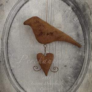 Primitive E-pattern Bird With Heart Valentine Instant - Etsy