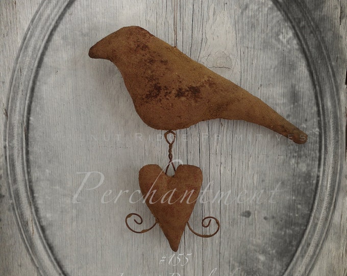 Primitive E-pattern, Bird With Heart Valentine Instant Download Sewing ...