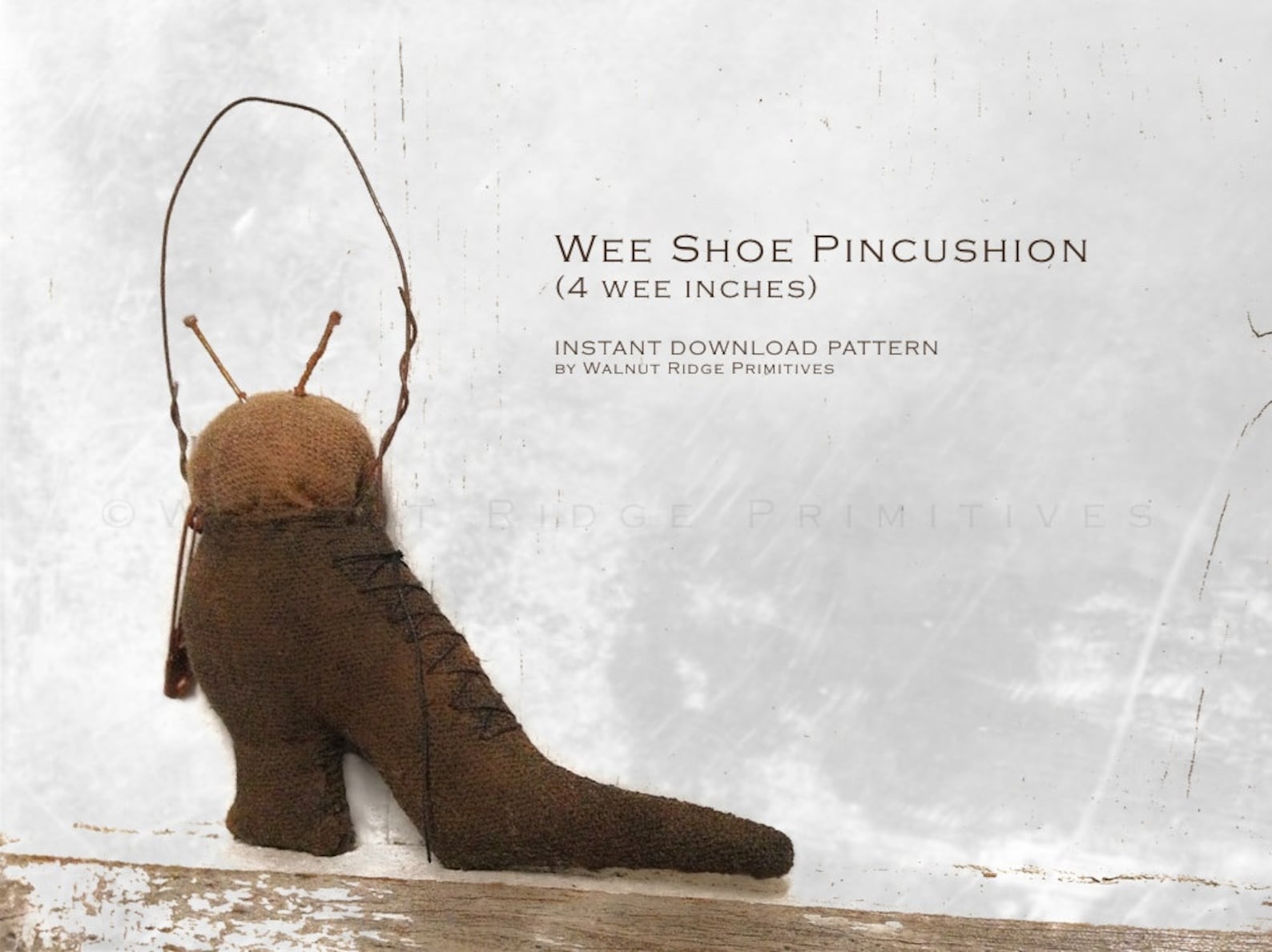 Primitive E-pattern Wee Shoe Pincushion Instant Download Pattern by ...