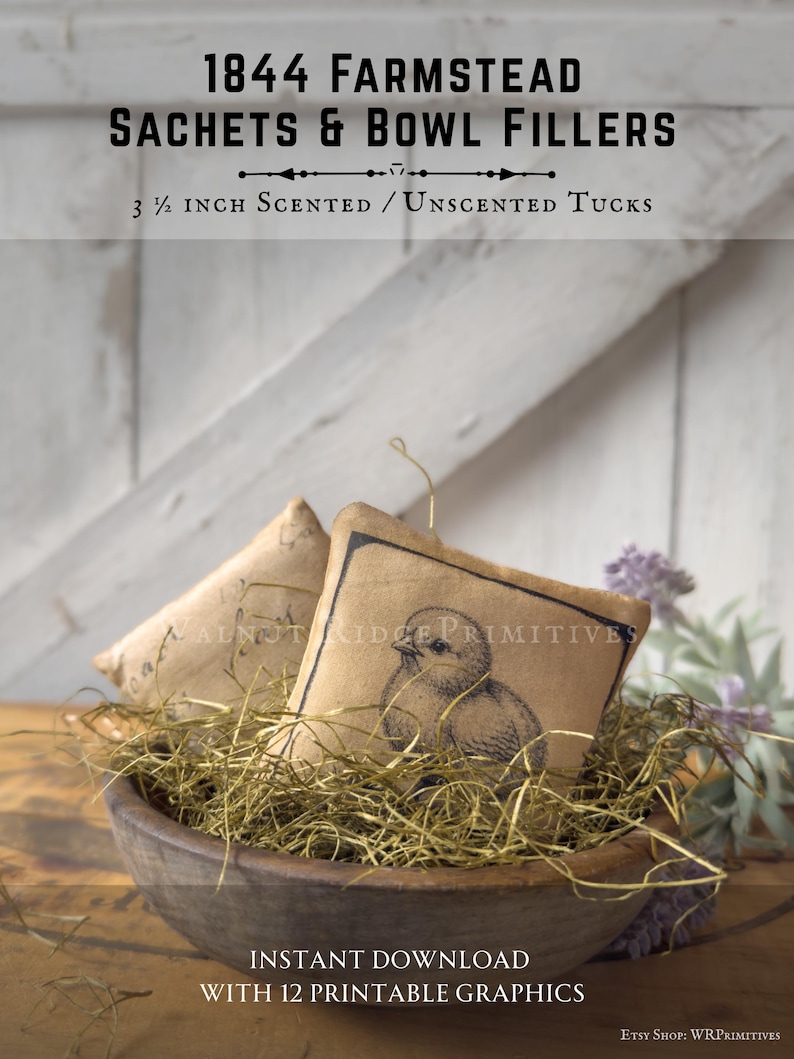 1844 Farmstead Sachets and Bowl Fillers Pattern, Primitive Farm Animal ...