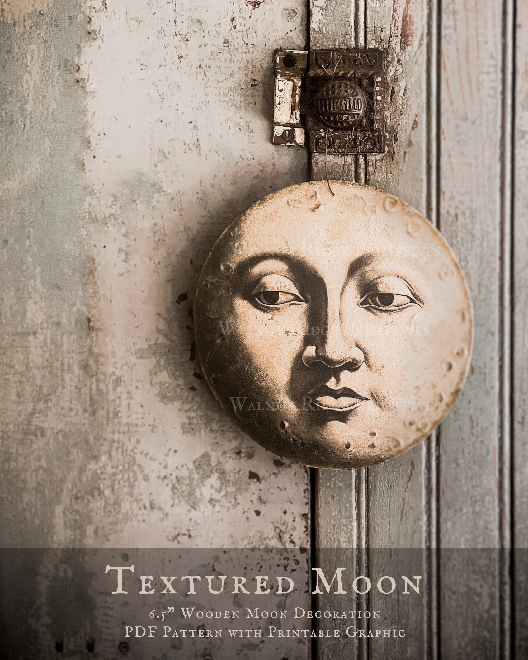 Primitive Folk Art Moon Instant Download Pattern With Printable Graphic ...