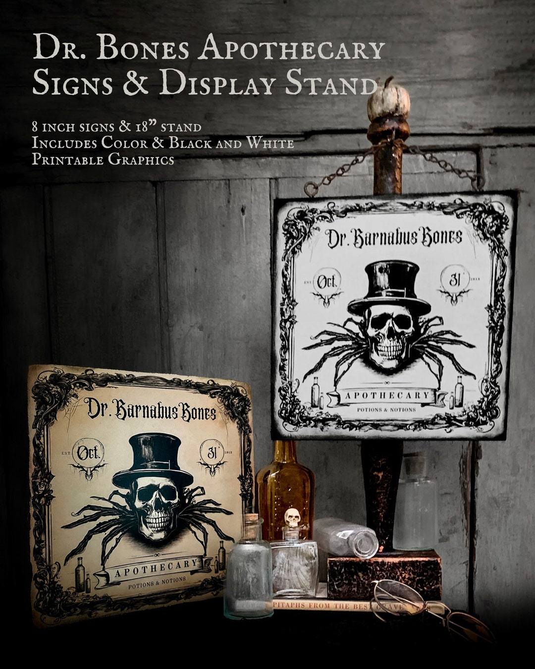 Halloween Apothecary Signs and Stand, Instant Download Pattern With ...