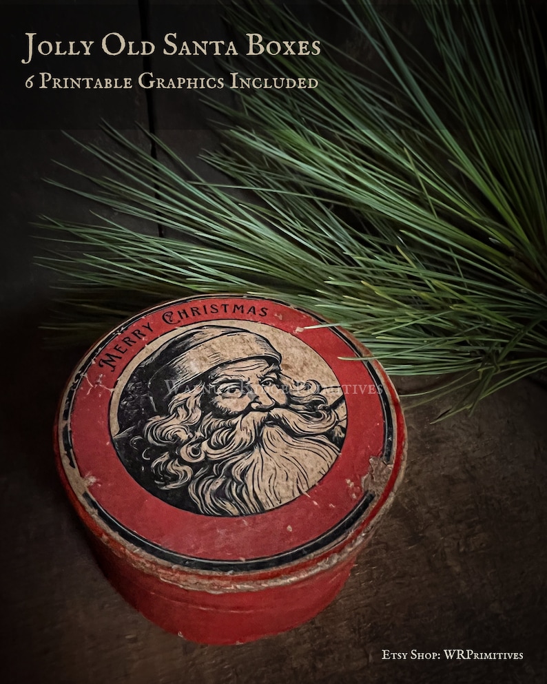 Jolly Old Santa Boxes Instant Download Primitive Pattern With Printable ...