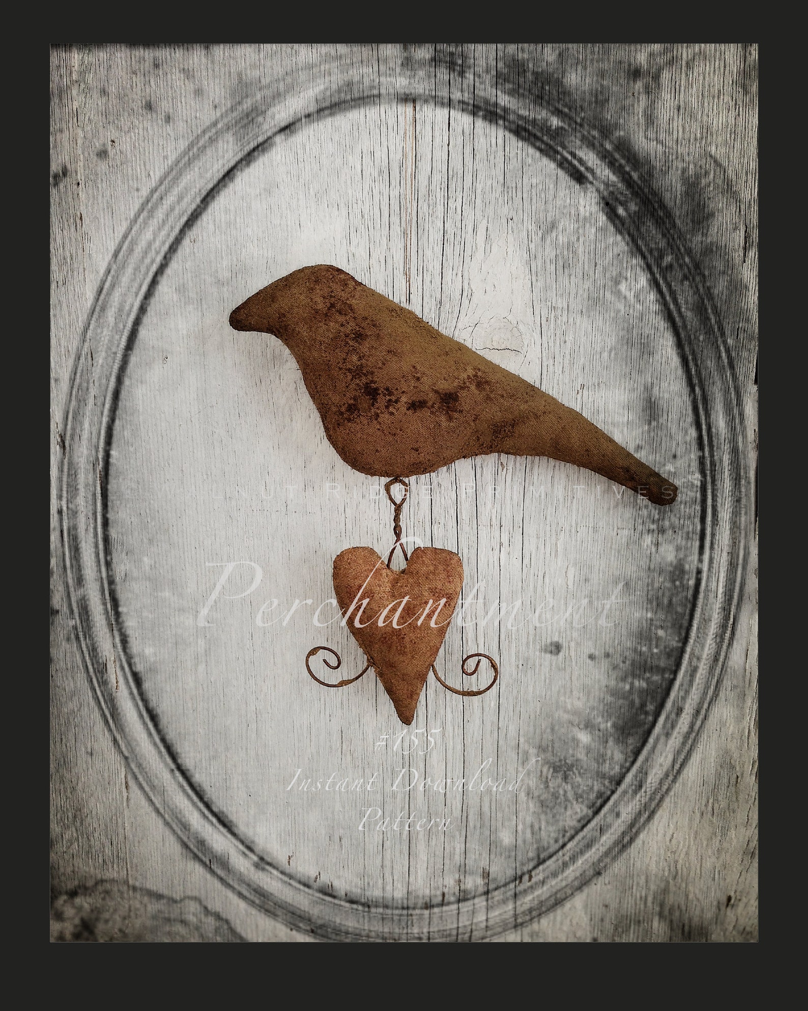 Primitive Bird With Heart Sewing Pattern, Valentine Folk Art (instant ...