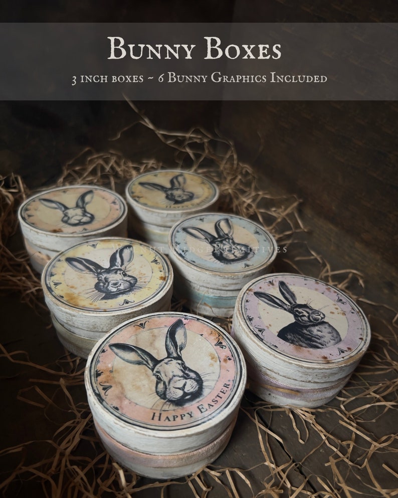 Primitive Spring Easter Bunny Boxes Instant Download Tutorial With ...