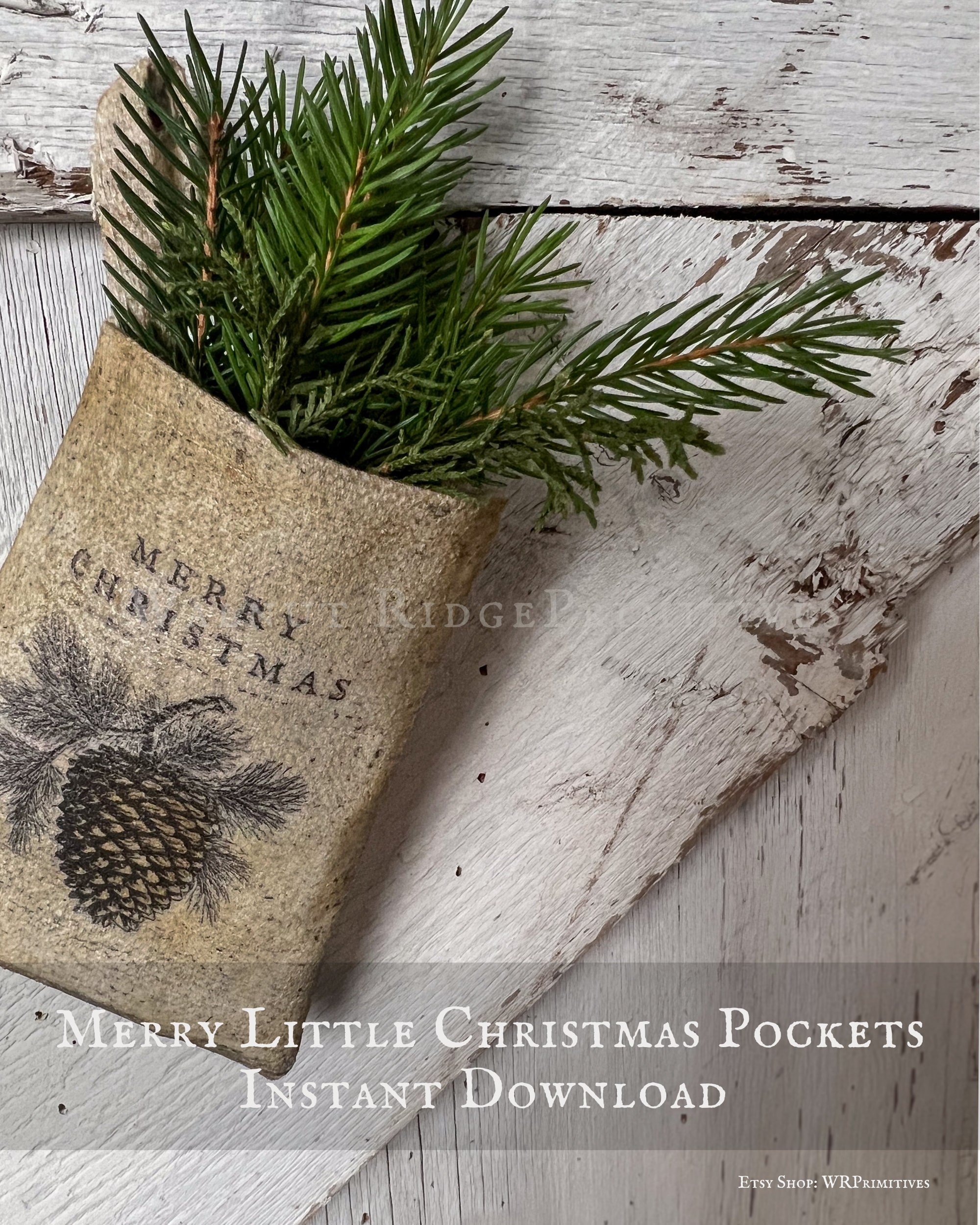 Primitive Farmhouse Sewing Pattern Merry Little Christmas Pockets ...