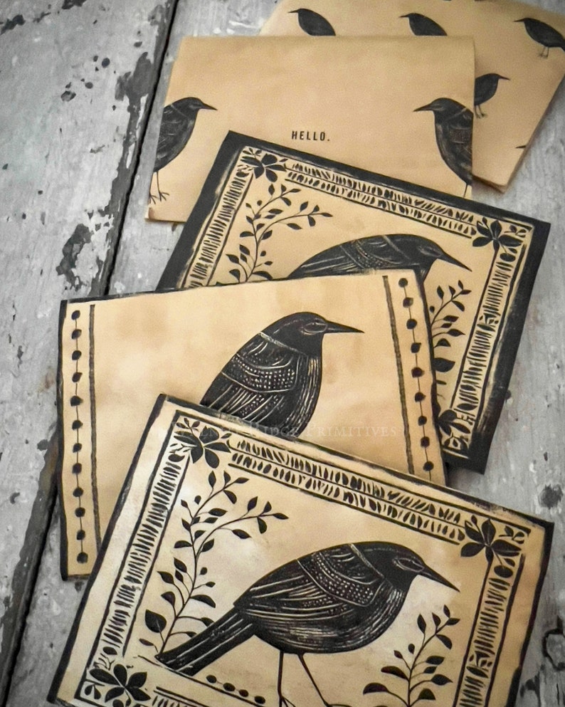 Primitive Folk Art Instant Download Blackbird Graphics Set - Etsy