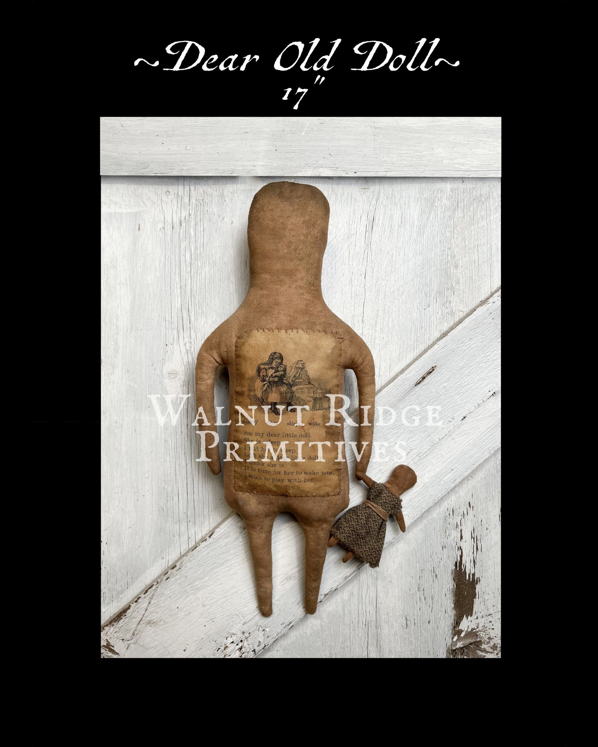 Primitive Folk Art Instant Download PDF Sewing E-pattern Dear Old Doll ...