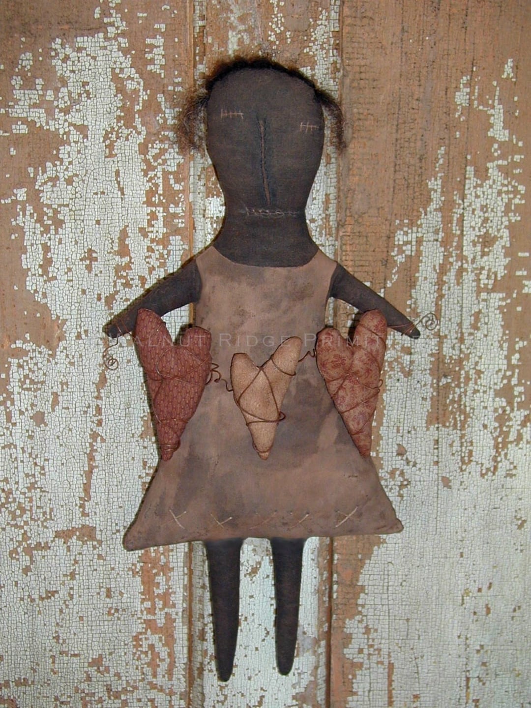 Primitive E-pattern Doll With Hearts Mattie by Walnut Ridge Primitives ...