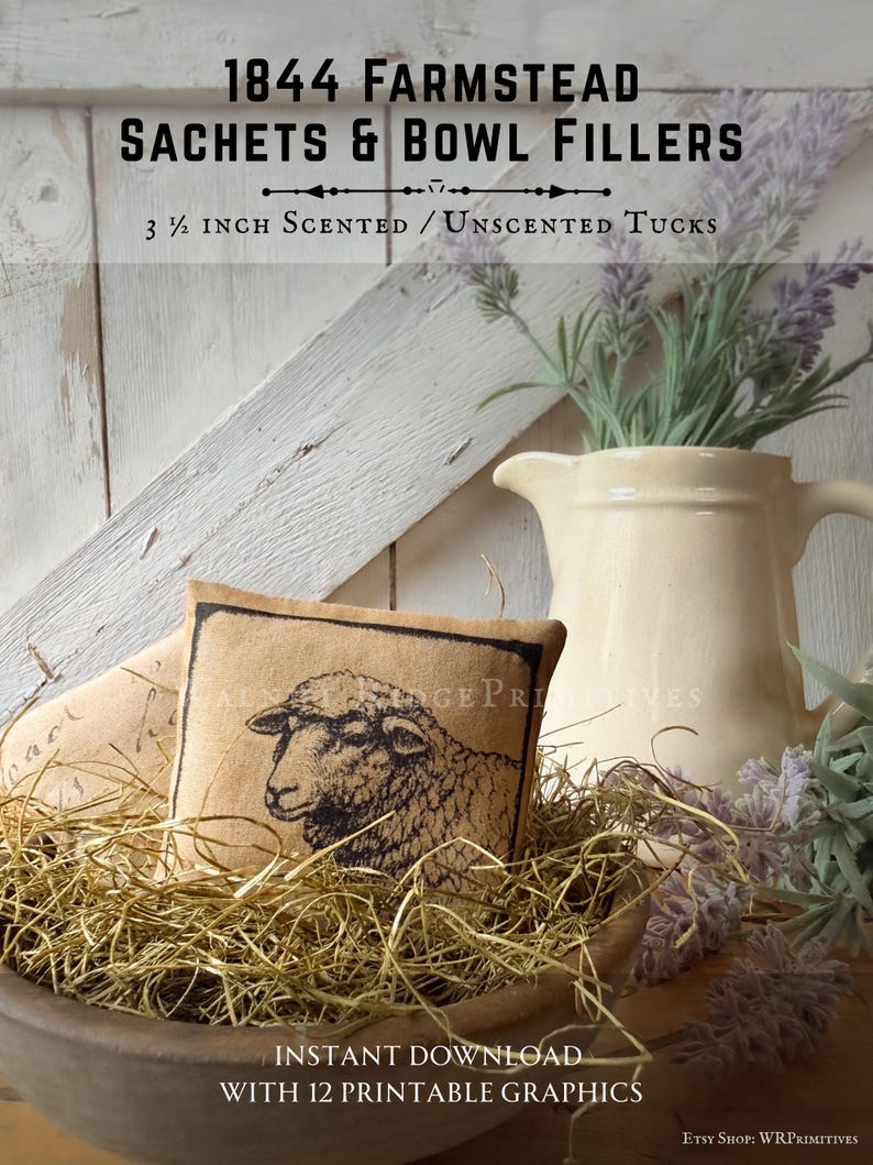 1844 Farmstead Sachets and Bowl Fillers Pattern, Primitive Farm Animal ...