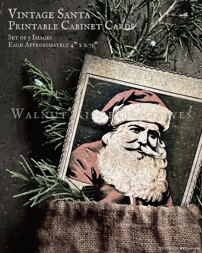 Vintage Christmas Santa Cabinet Cards Instant Download Printable Images ...