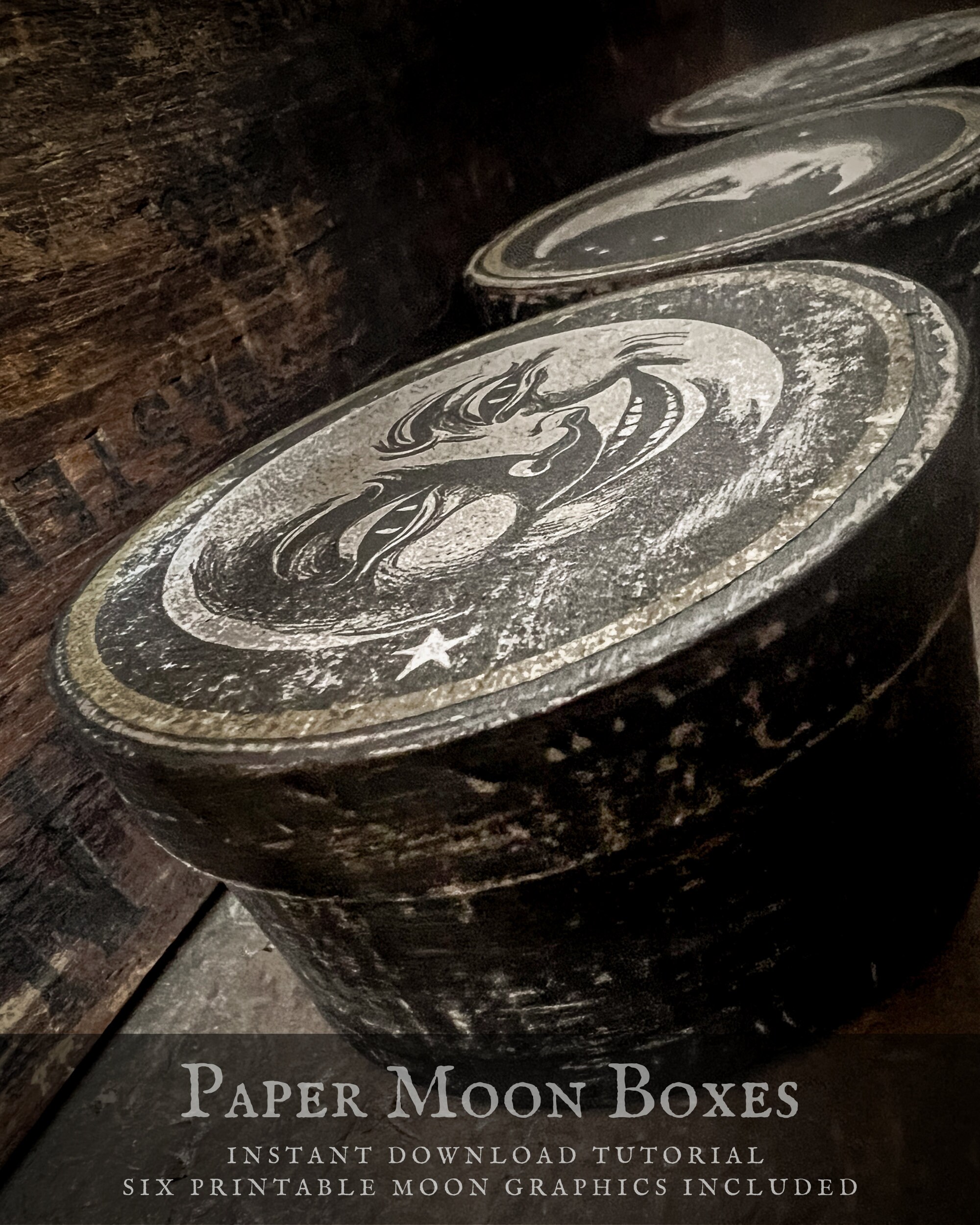 Primitive Halloween Paper Moon Boxes Instant Download Tutorial and ...