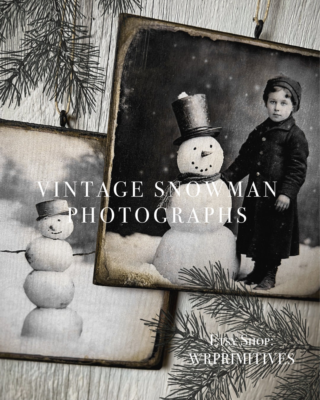 Vintage Snowman Photographs Instant Download Ornaments, Christmas ...