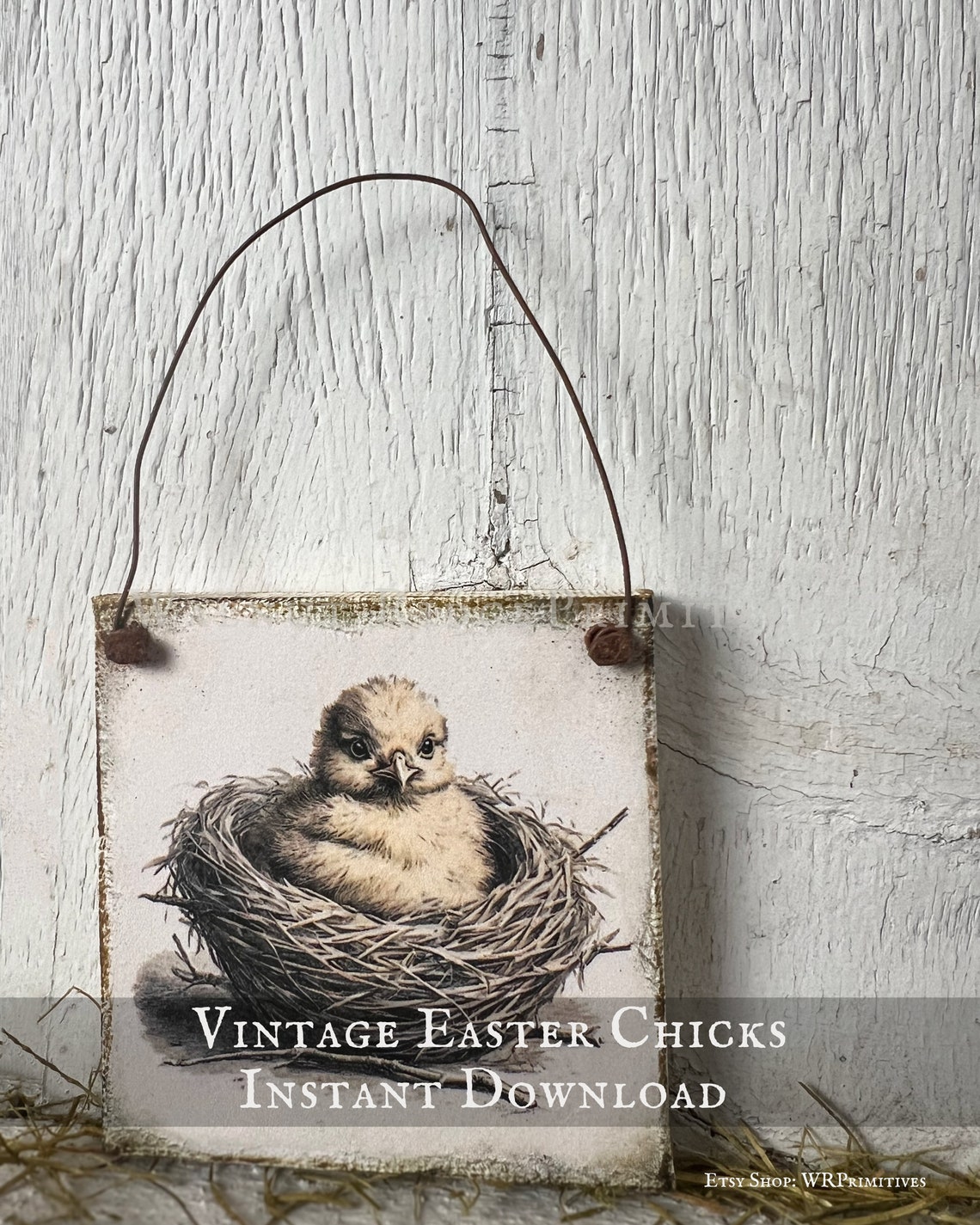 Vintage Spring Easter Chicks Instant Download Primitive Farmhouse Decor ...