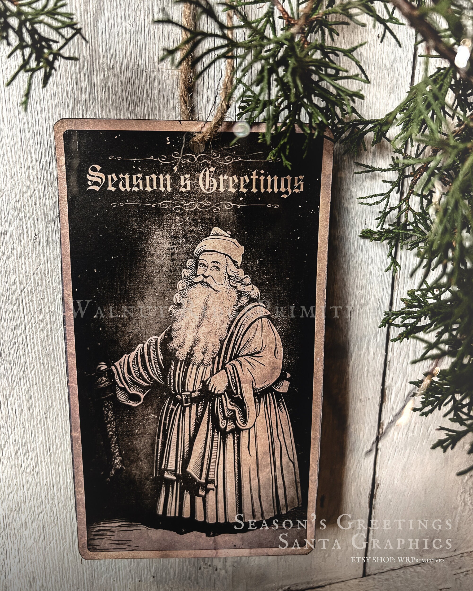Primitive Christmas Vintage Santa Printable Digital Download Graphics ...