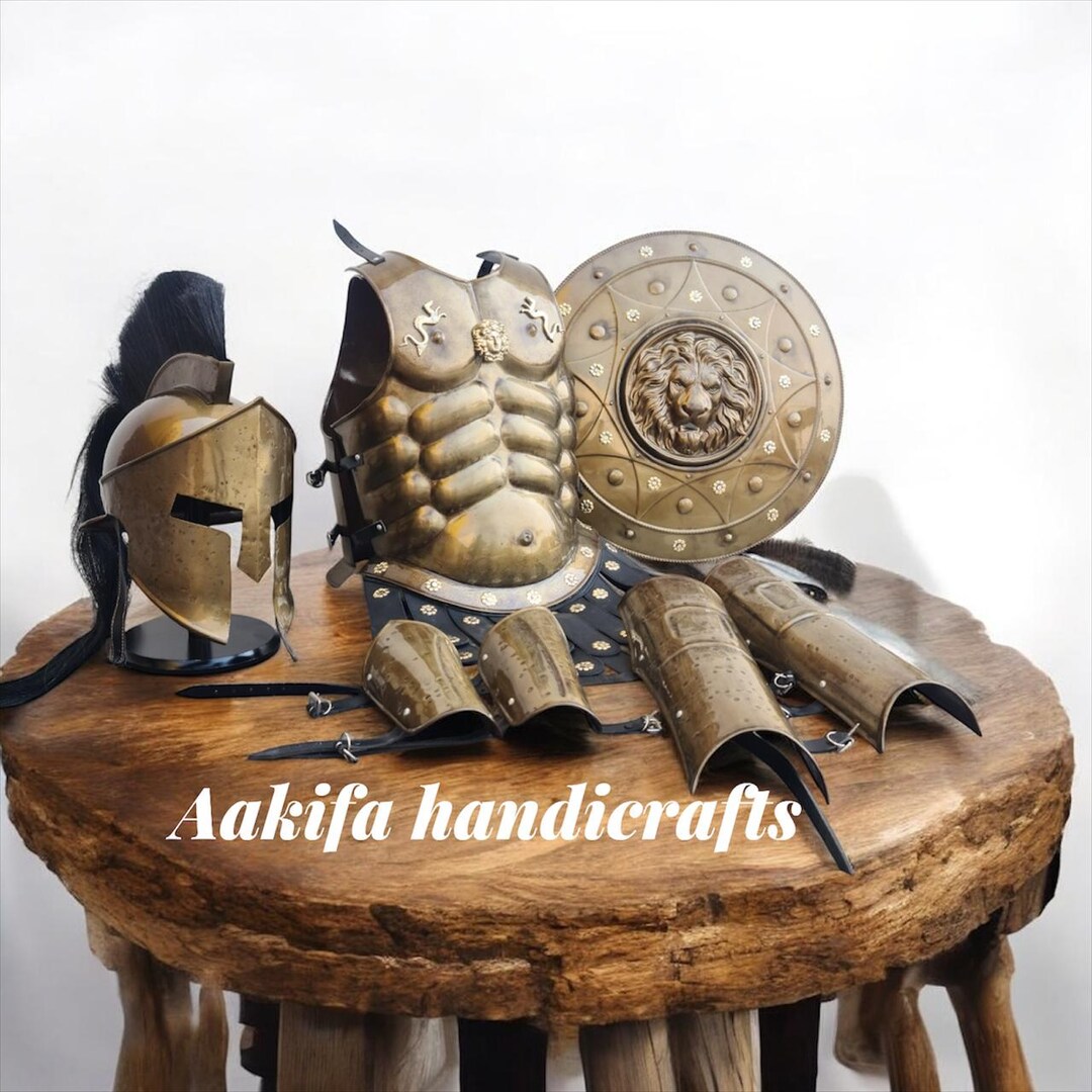 Spartan Armor Set: 18 Gauge Steel, Shield, Helmet, and Guards - Etsy