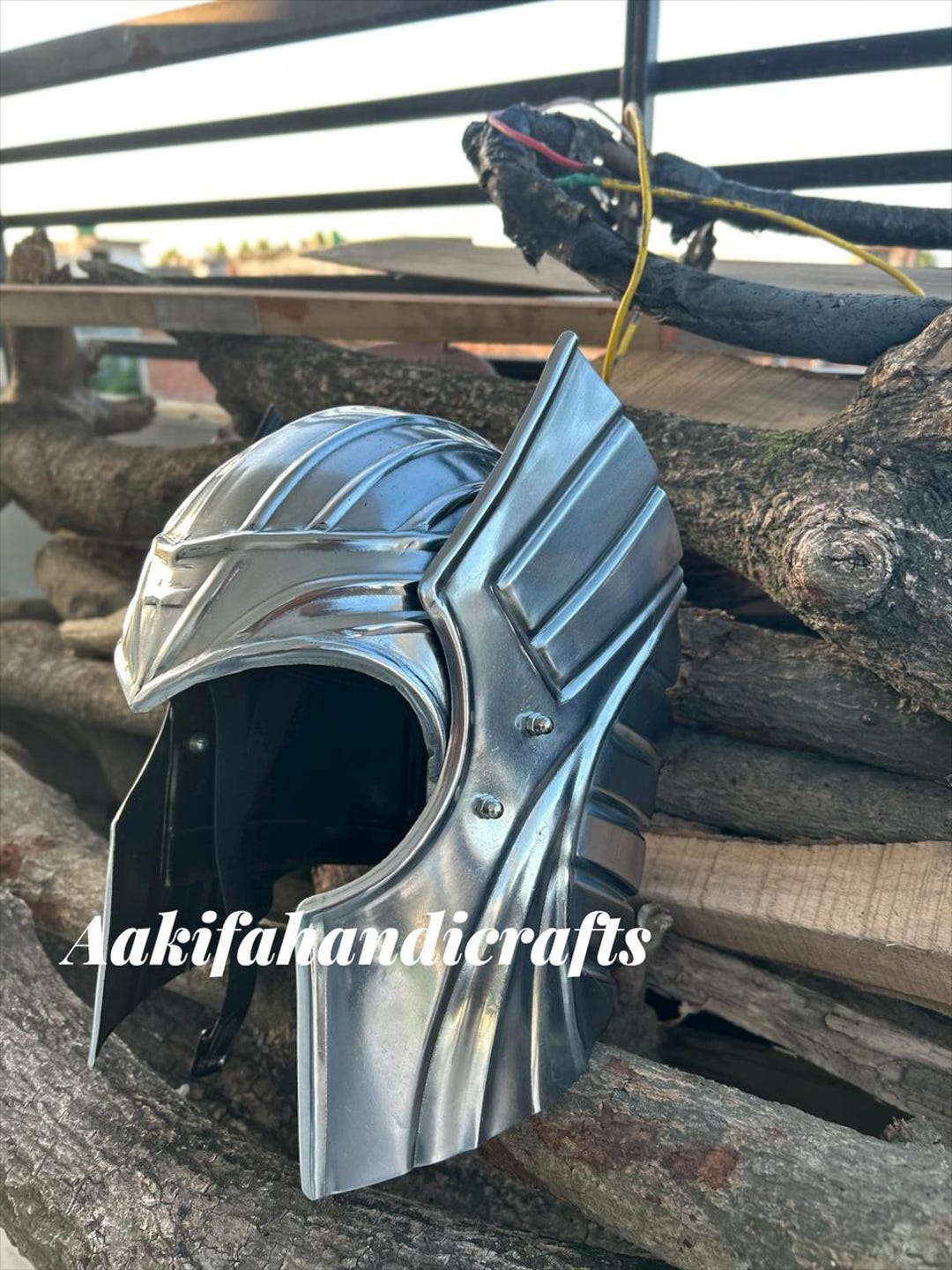 Wearable Thor Helmet, Wing Rotator, Chrome Finish, With Display Stand ...