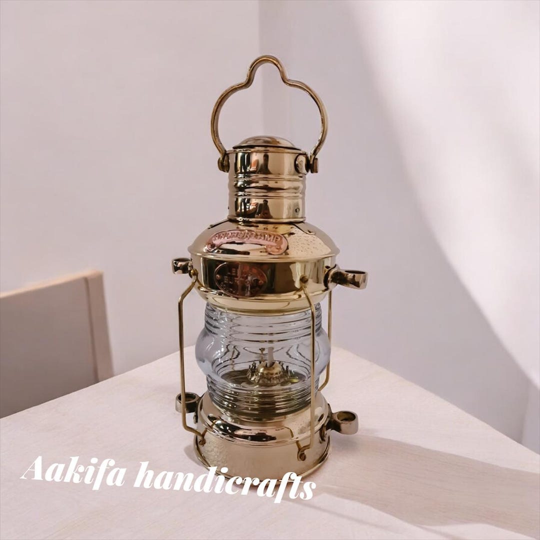 Nautical Anchor Oil Lamp Boat Light Maritime Ship Lantern 14" Brass ...