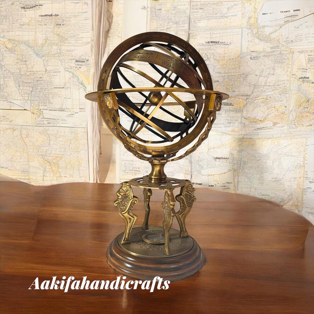 Brass Armillary Sphere: 18" Nautical Globe With Compass, Home Decor - Etsy