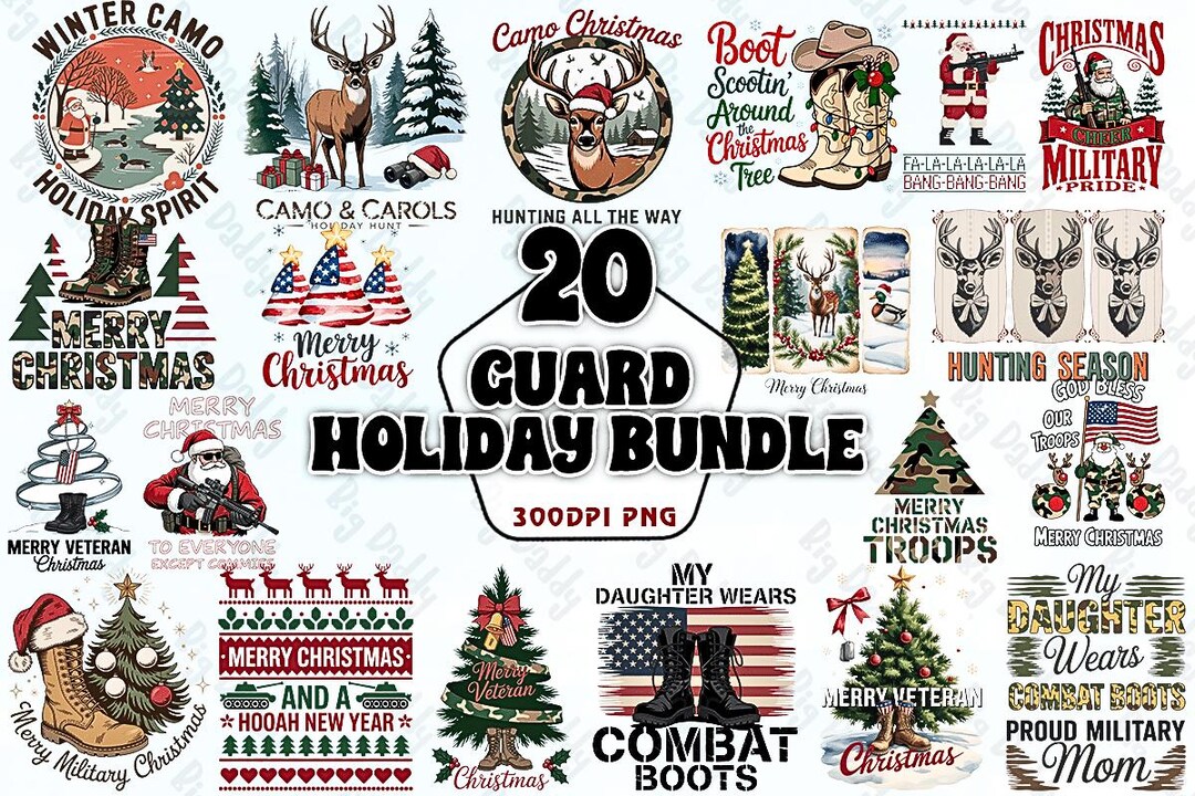 Guard Holiday PNG Bundle | Military Christmas Sublimation | Camo Xmas ...