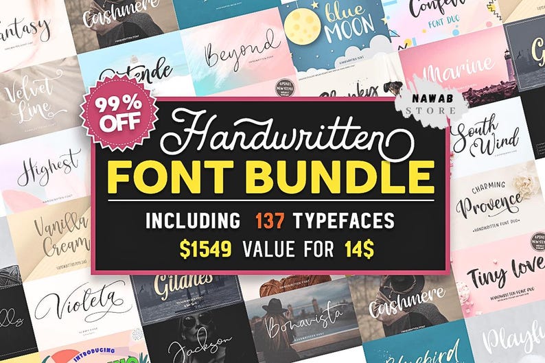 Handwritten Font Bundle | Script & Cursive Fonts | Modern Calligraphy ...