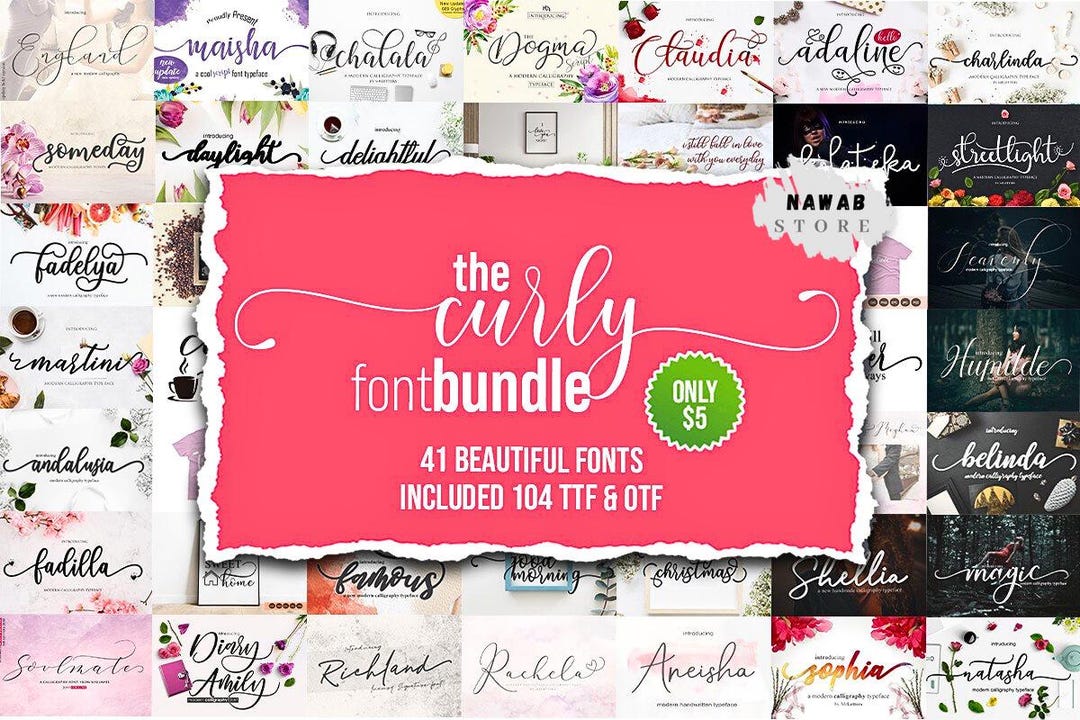 The Curly Font Bundle | Playful Script, Handwritten & Decorative Fonts ...